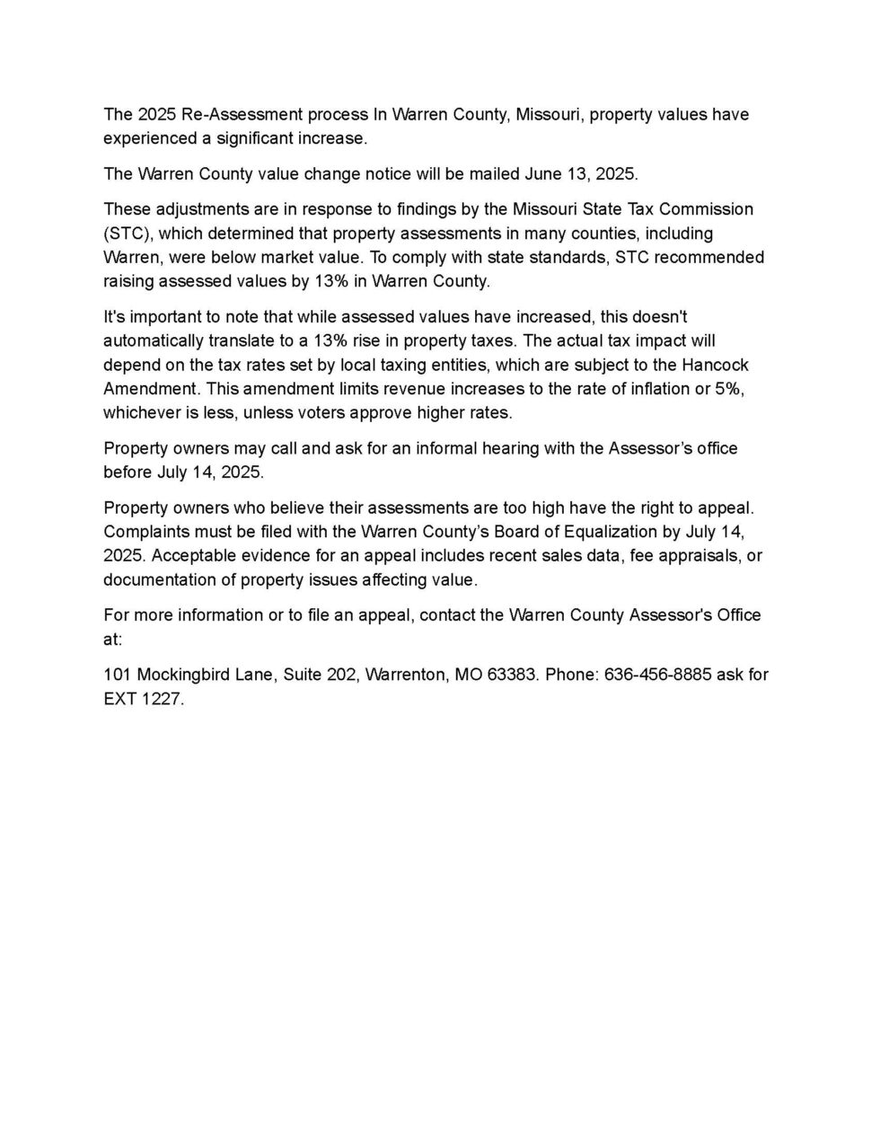 WARREN COUNTY MISSOURI